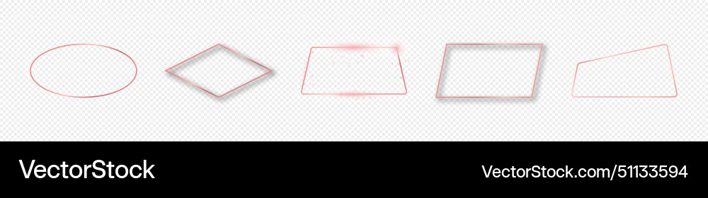 Rose gold glowing different geometric shape frame Vector Image