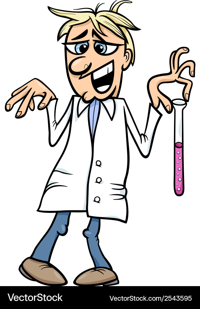 Crazy scientist cartoon Royalty Free Vector Image