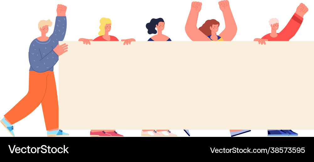 Crowd holding placard manifestation group public Vector Image