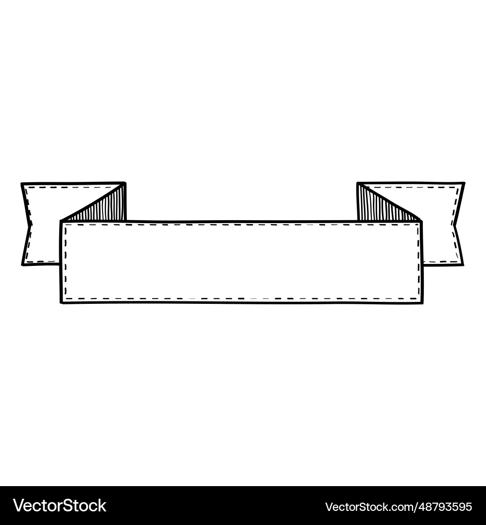 Doodle folded ribbon Royalty Free Vector Image