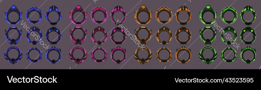 Game avatar frames in futuristic style Royalty Free Vector