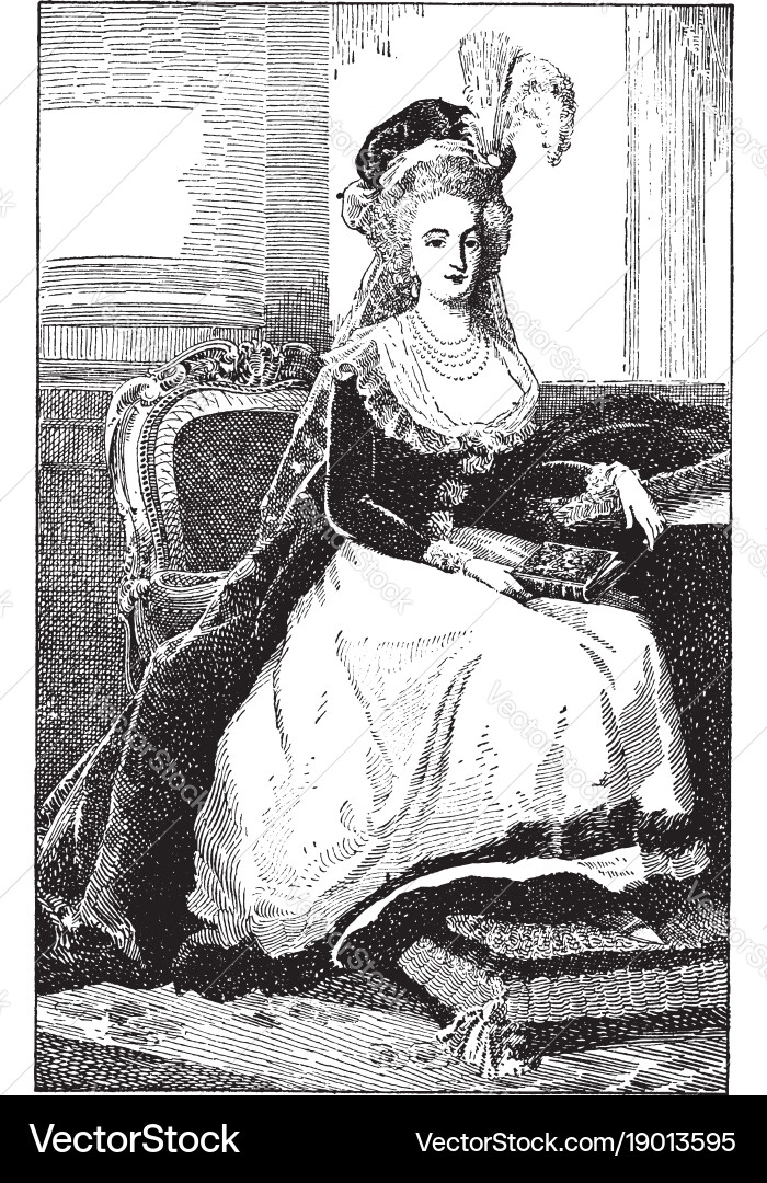 Marie Antoinette Line Drawing Royalty Free Vector Image