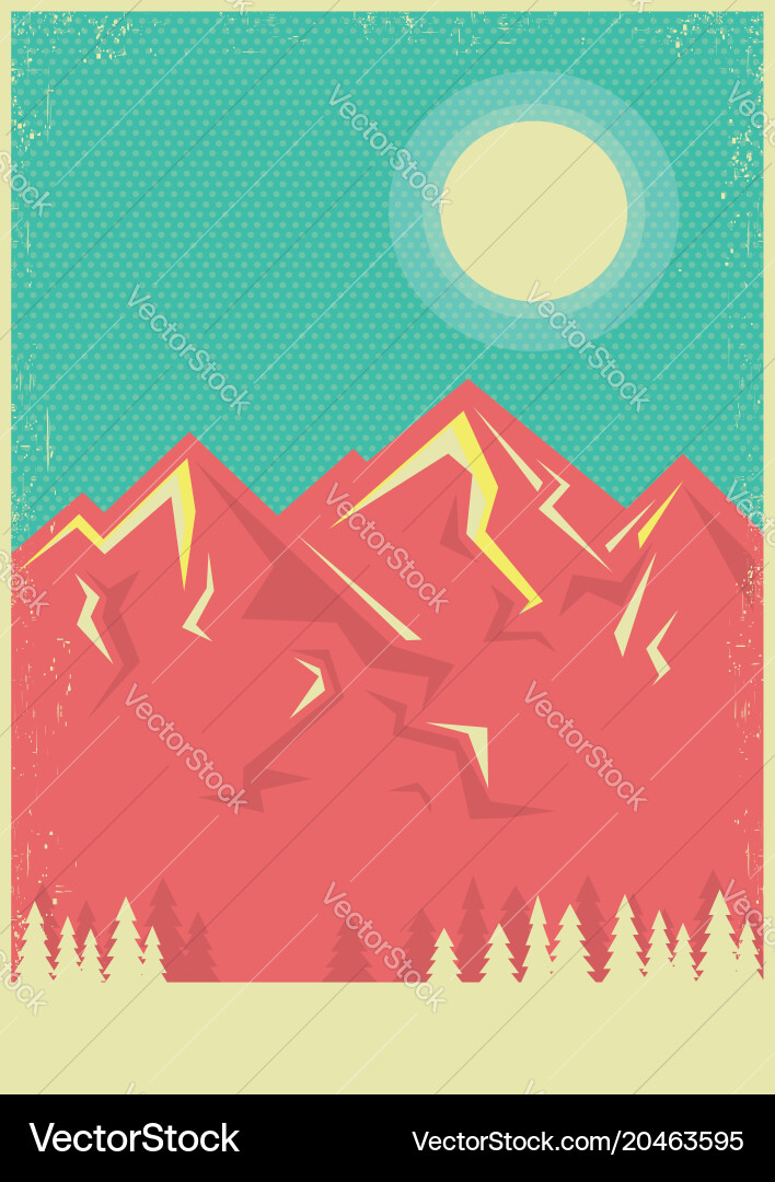 Mountains landscape poster background for text Vector Image