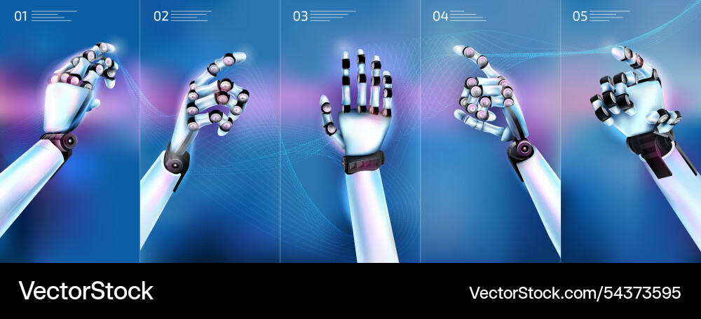 Realistic infographic with robot hand options on Vector Image
