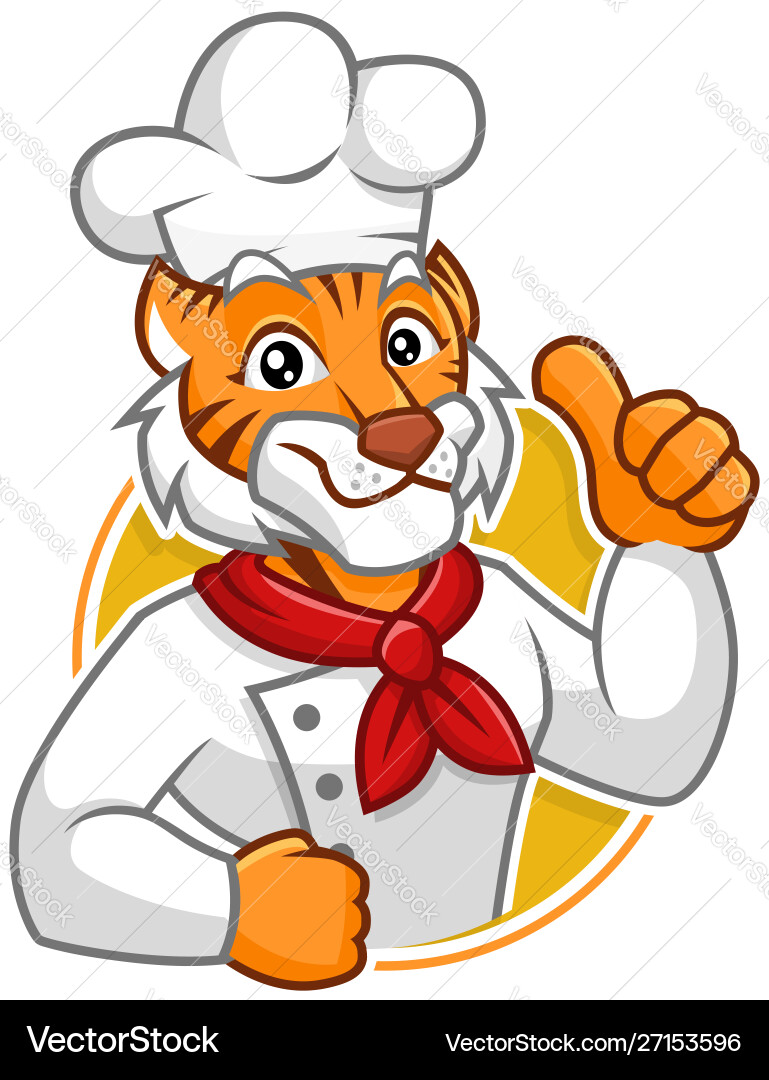 Chef tiger mascot character design Royalty Free Vector Image