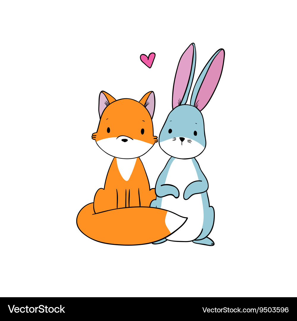 Fox and the hare Royalty Free Vector Image - VectorStock