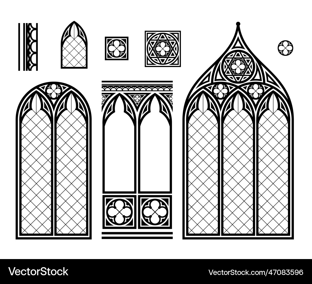 Gothic Cathedral Window Set Royalty Free Vector Image