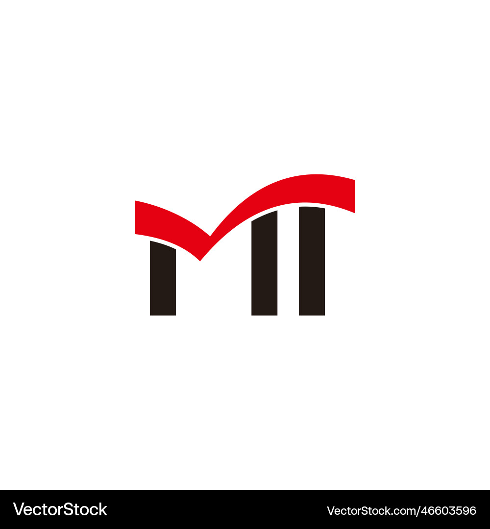 Letter mi simple geometric paper ribbon logo Vector Image
