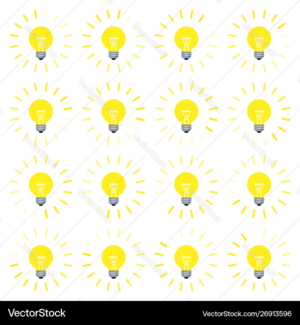 Light bulb rotating rays animation sprite in flat Vector Image