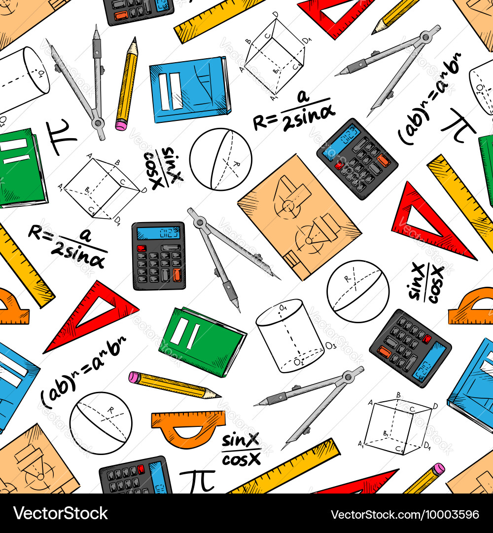 Mathematics School Supplies Pattern Royalty Free Vector