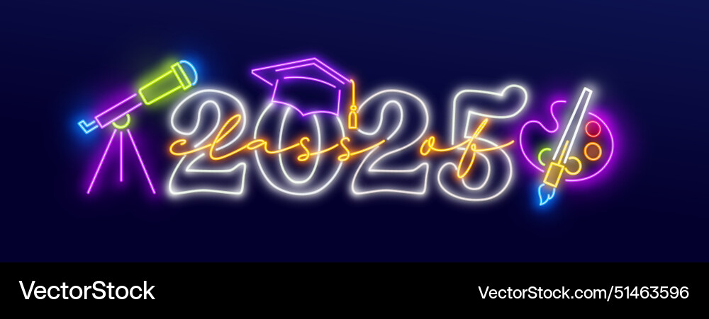 Neon class of 2025 typography design text Vector Image