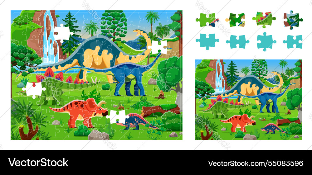 Prehistoric dinosaurs landscape jigsaw puzzle game