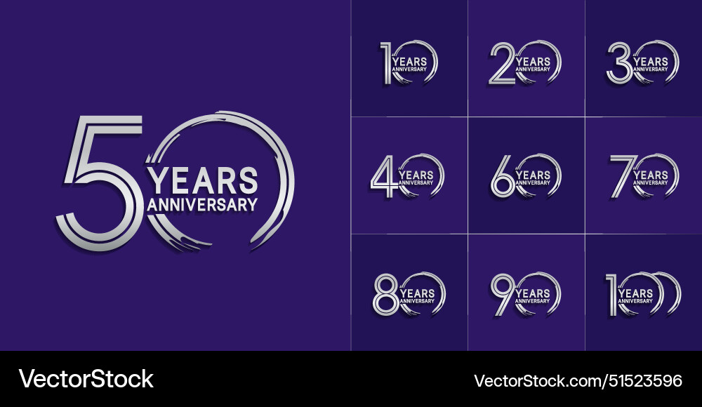 Set of anniversary premium collection silver Vector Image