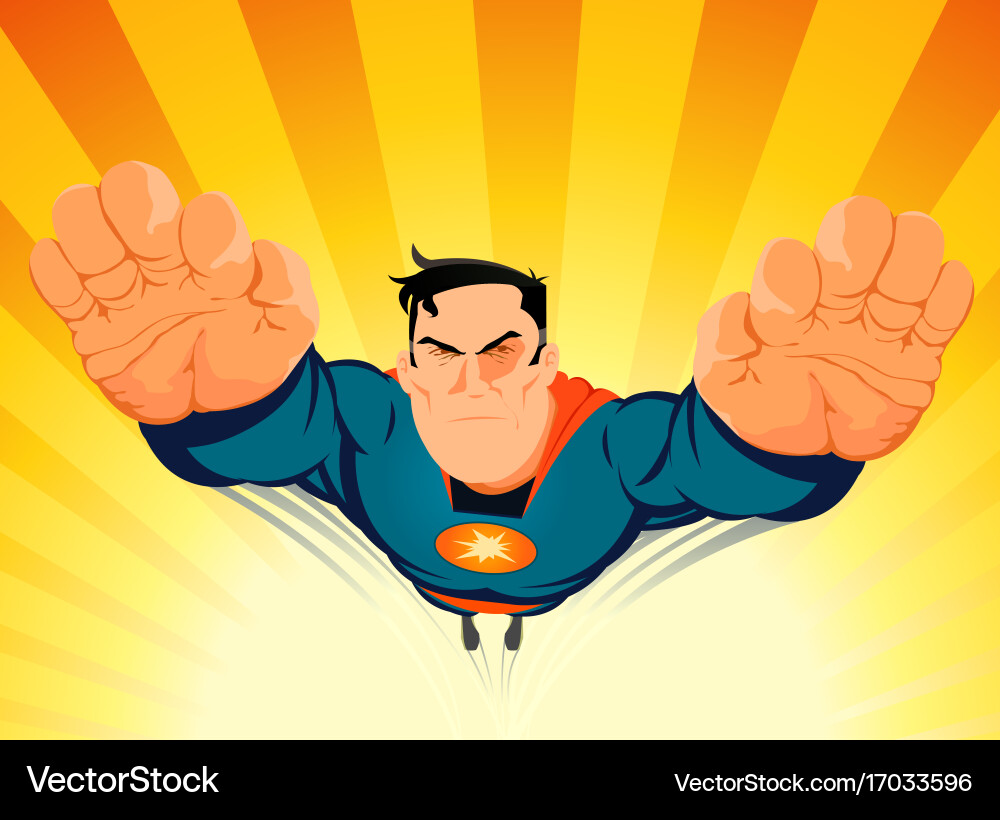Superhero blasting off Royalty Free Vector Image
