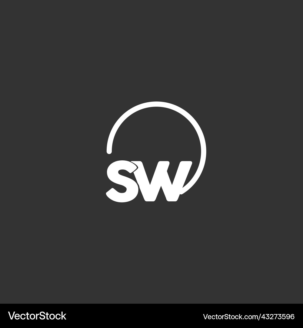 Sw initial logo with rounded circle Royalty Free Vector
