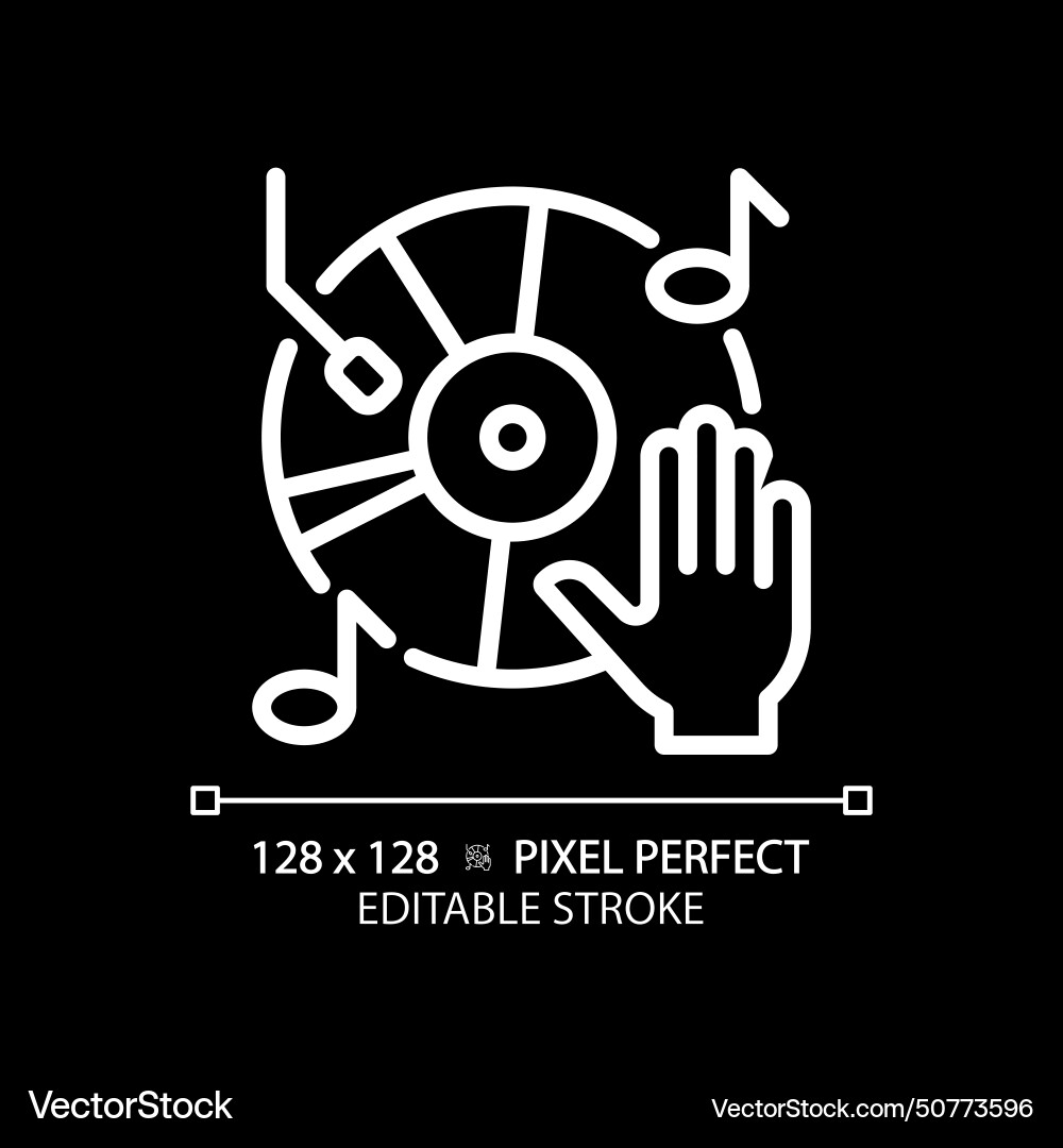 Vinyl music record pixel perfect white linear Vector Image