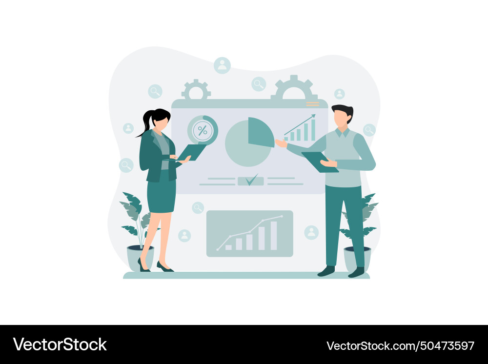 Business analysis flat design Royalty Free Vector Image