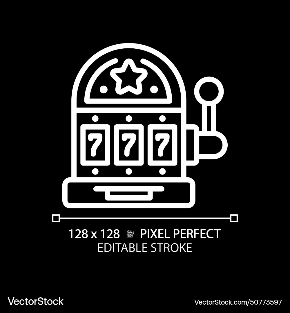 Casino slot machine pixel perfect white linear Vector Image