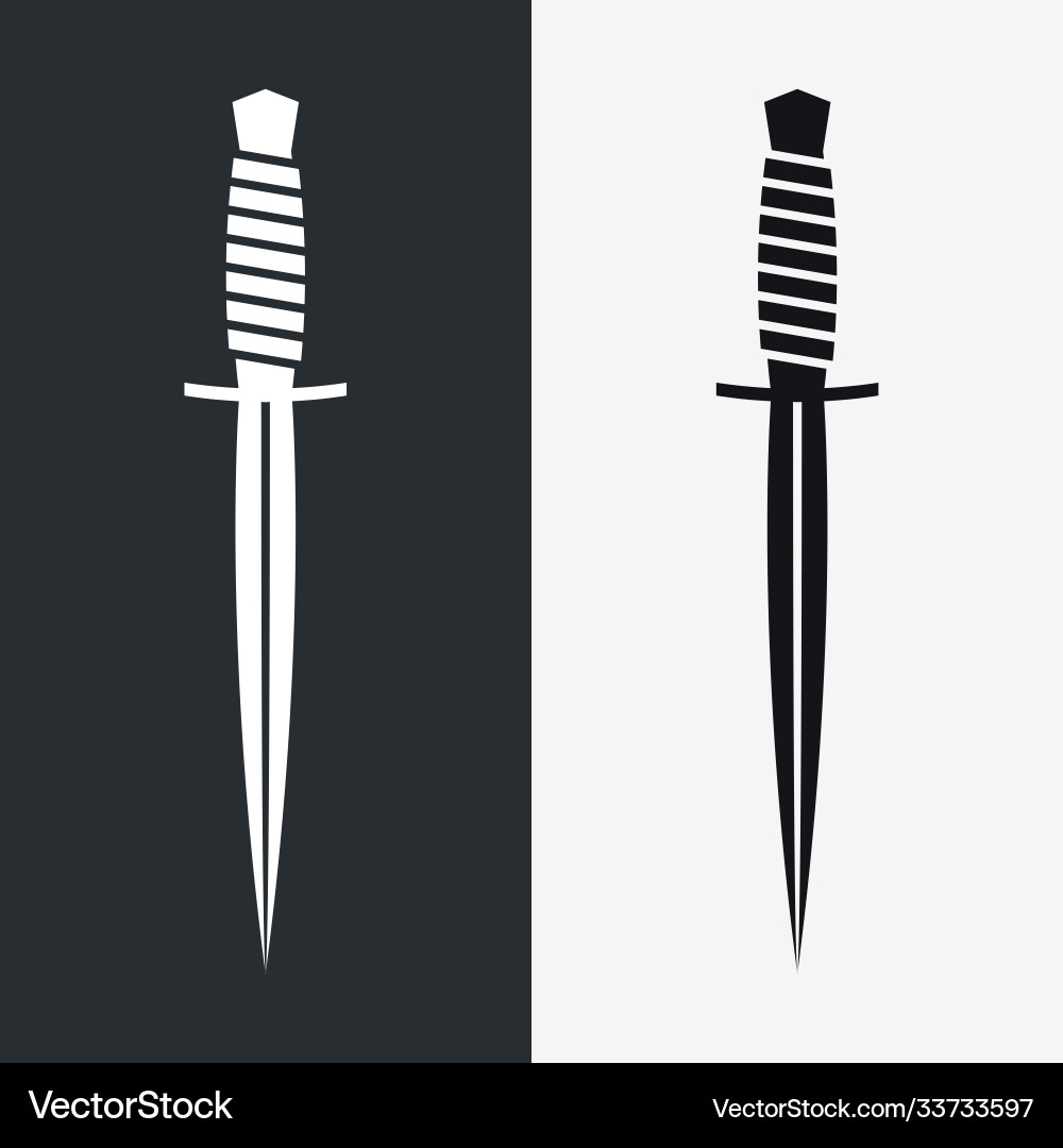 Dagger silhouette on light and dark background Vector Image