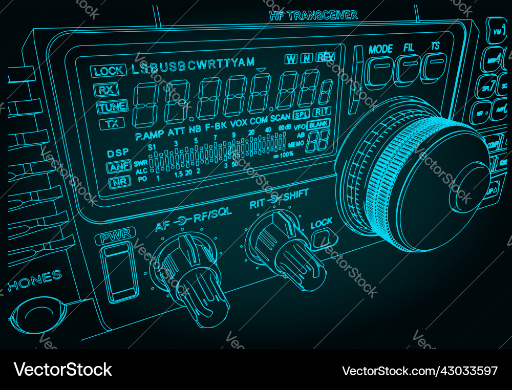 Hf transceiver close-up Royalty Free Vector Image