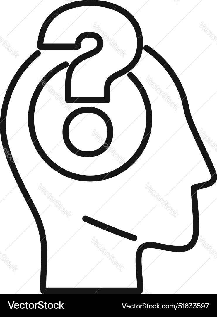 Human head thinking with question mark inside Vector Image