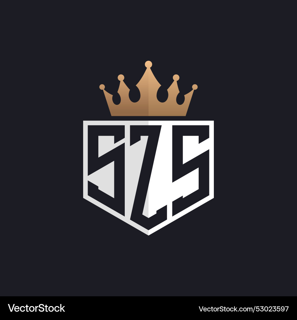 Luxury szs logo with crown elegant initials Vector Image
