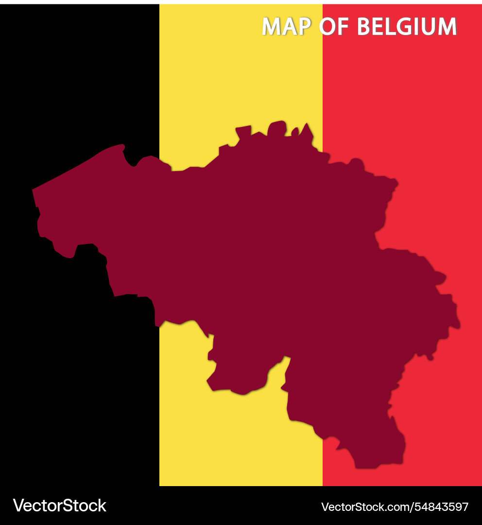 Map of belgium with flag background Royalty Free Vector