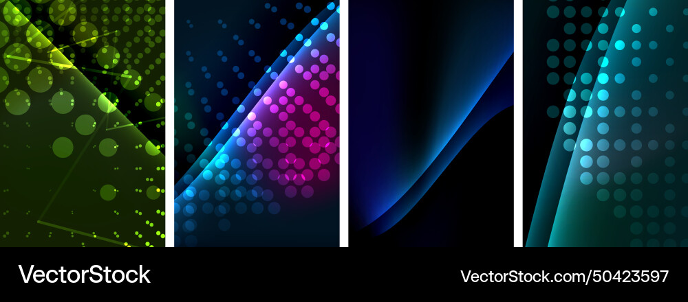 Neon glittering glowing light geometric shapes Vector Image