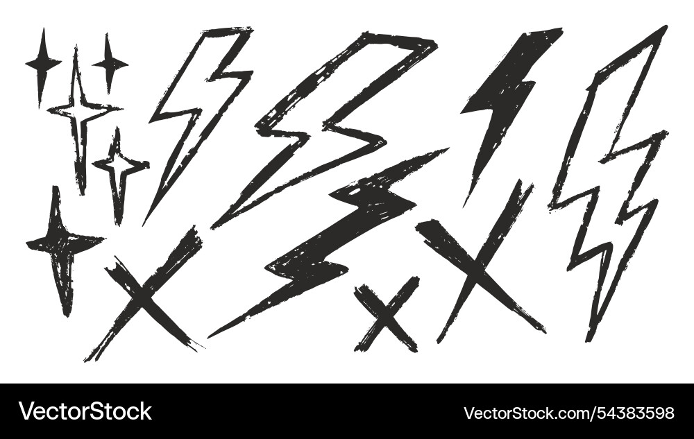 Abstract lightning bolt designs in various styles Vector Image