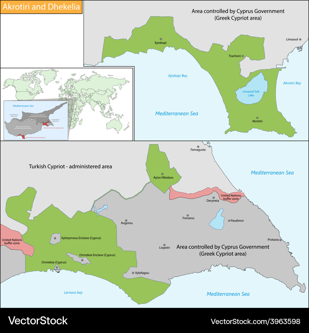 Akrotiri and dhekelia map Royalty Free Vector Image