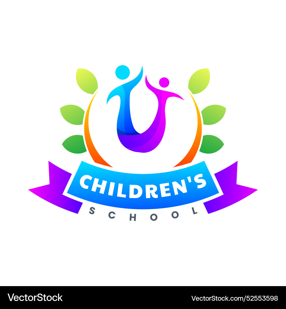 Colorful children school icon logo design Vector Image