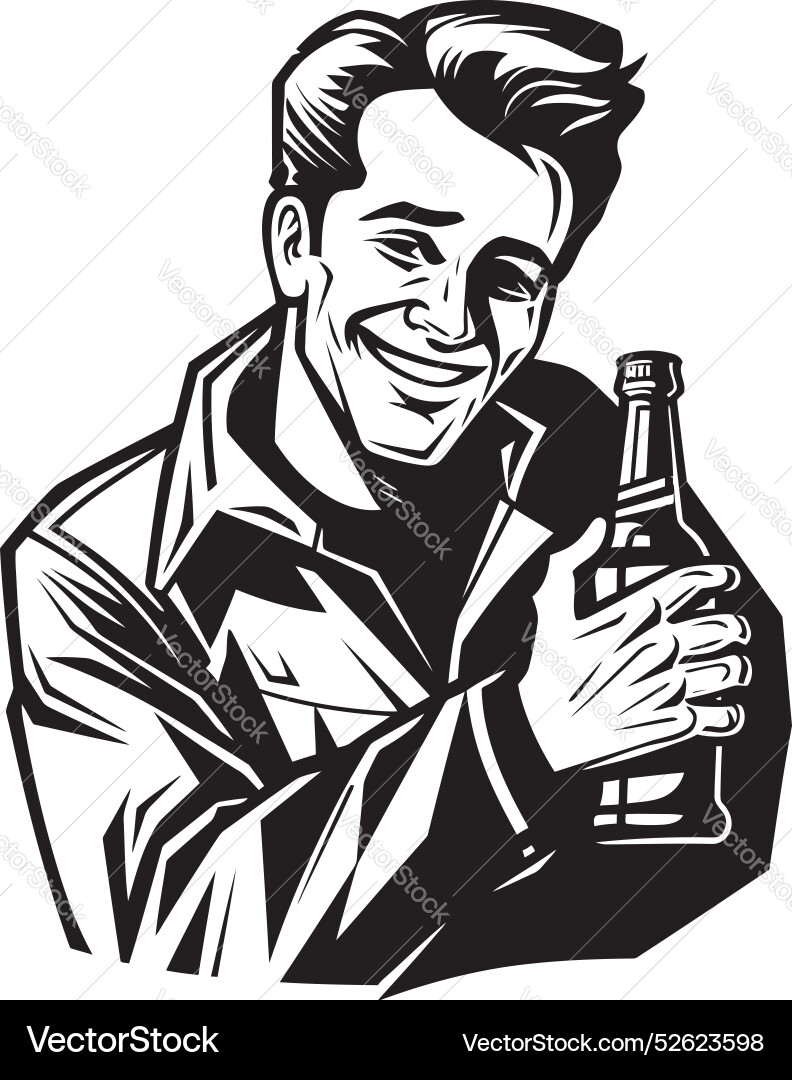 Drunken embrace graphics depicting a man holding Vector Image