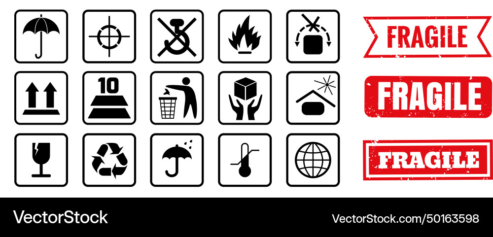 Fragile sticker sign easy to modify isolated Vector Image