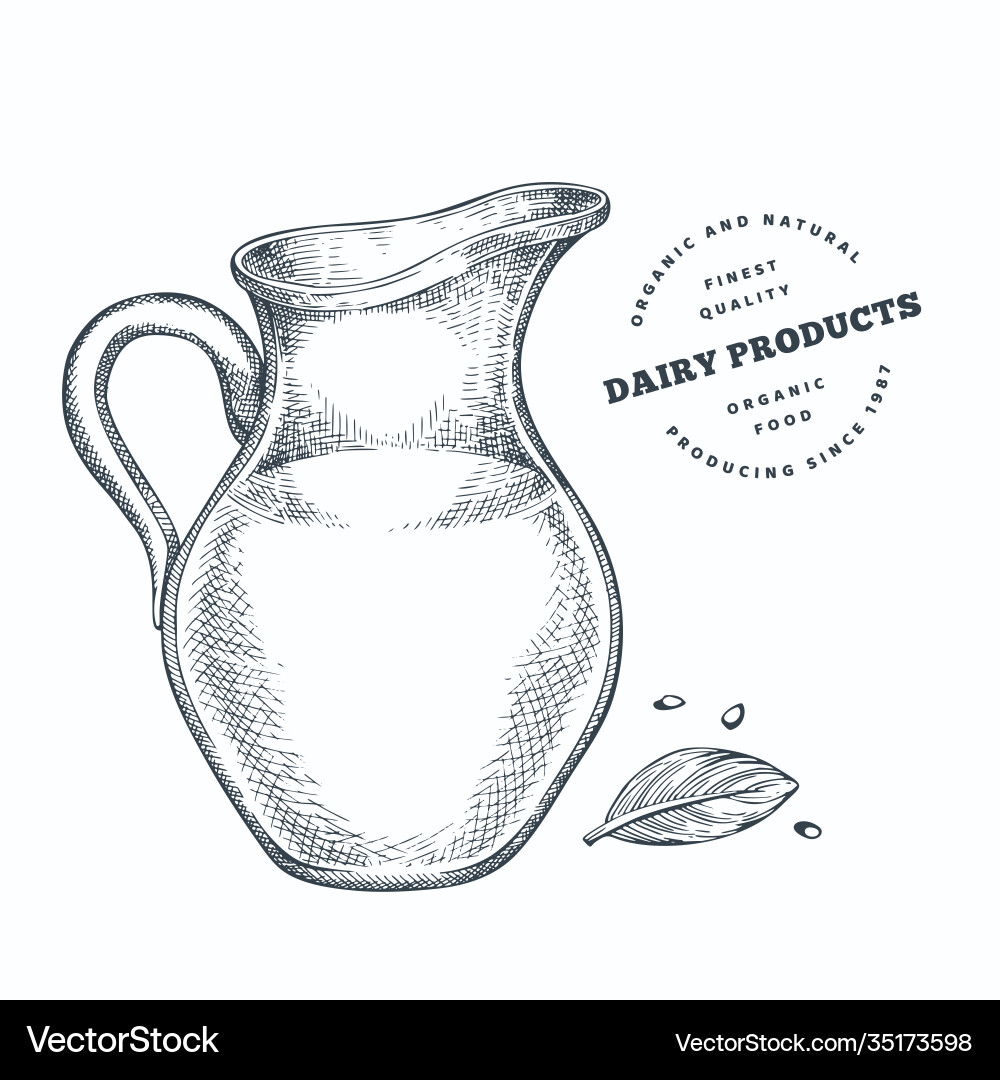 Rustic Milk Jug Sketch Royalty Free Vector Image