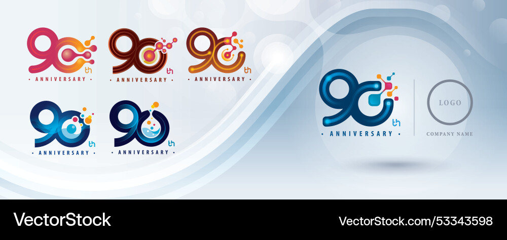 Set of 90th anniversary logotype design ninety Vector Image