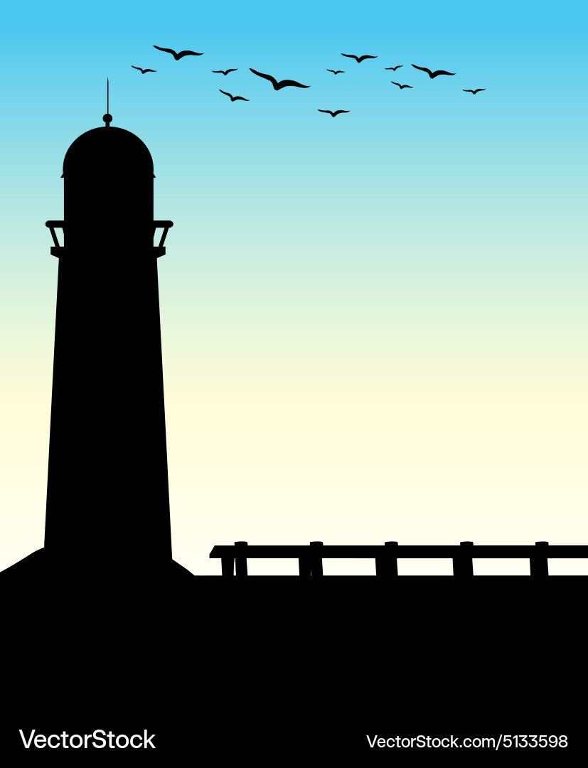 Silhouette lighthouse Royalty Free Vector Image