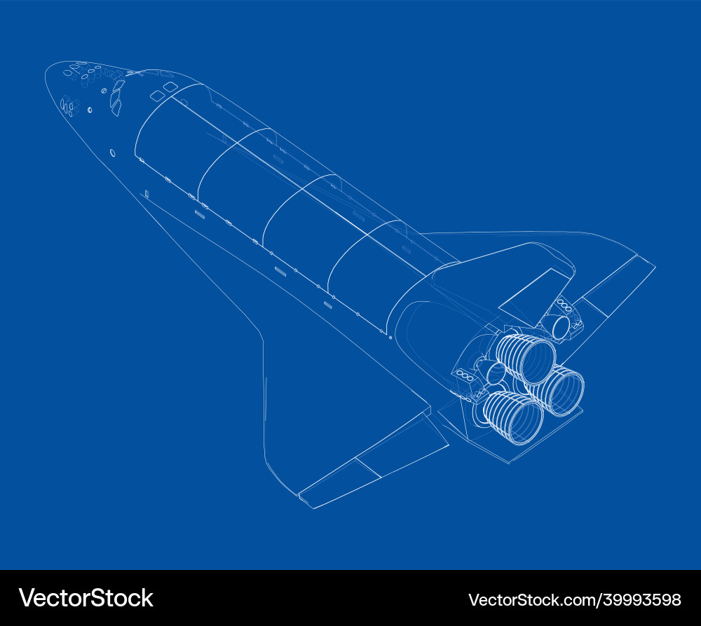 Space shuttle rendering of 3d Royalty Free Vector Image