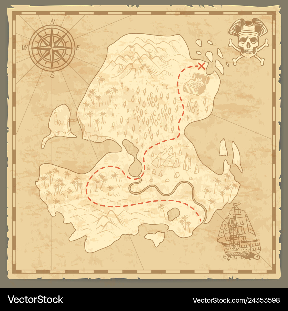 Vintage Treasure Island Map Royalty Free Vector Image