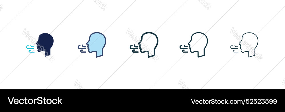 Breath icon set black filled and outlined style Vector Image