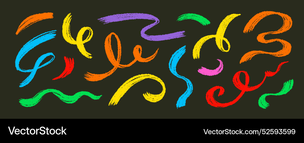 Brush line stroke squiggly paint set hand drawn Vector Image