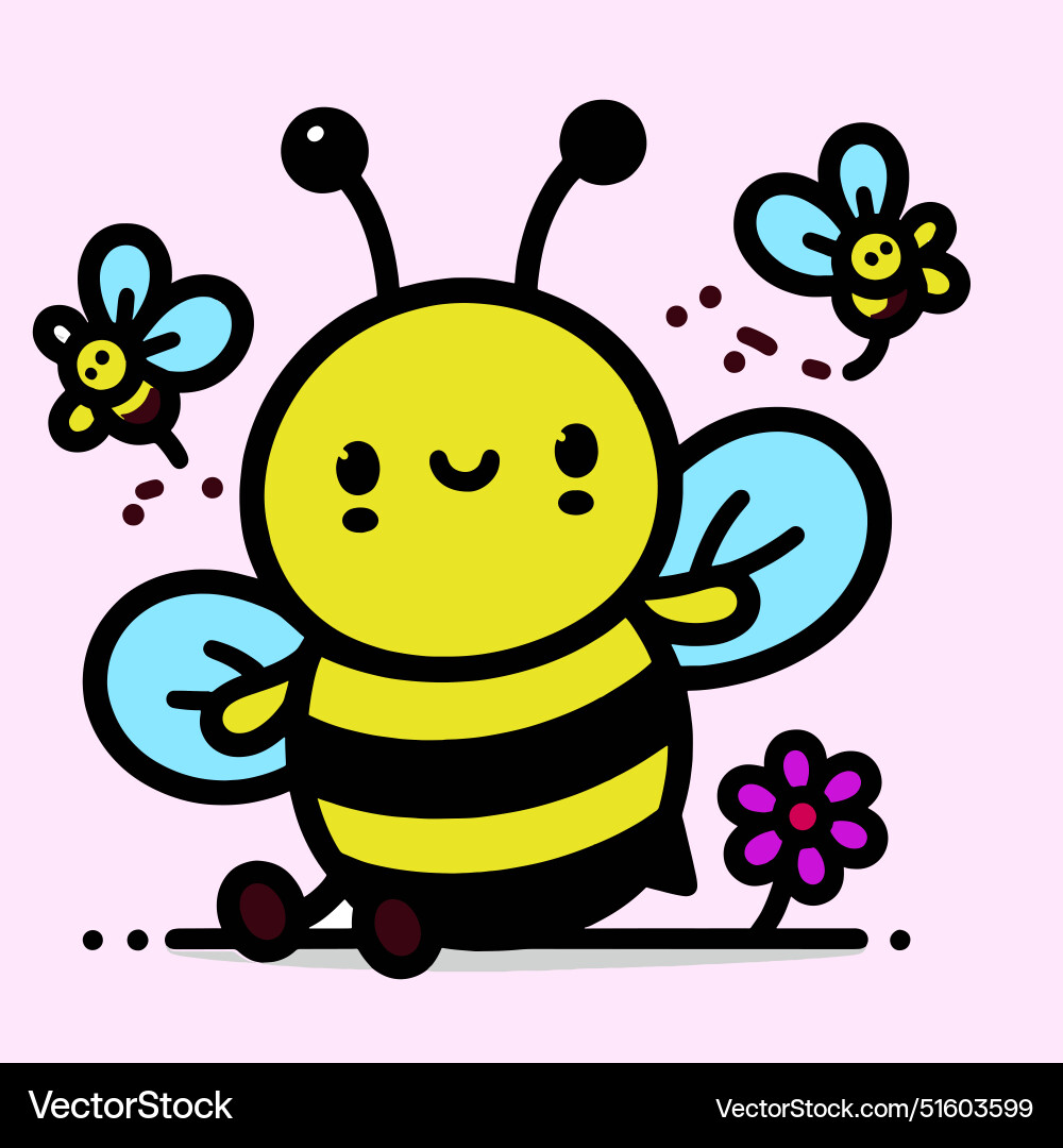 Colorful bee cartoon Royalty Free Vector Image