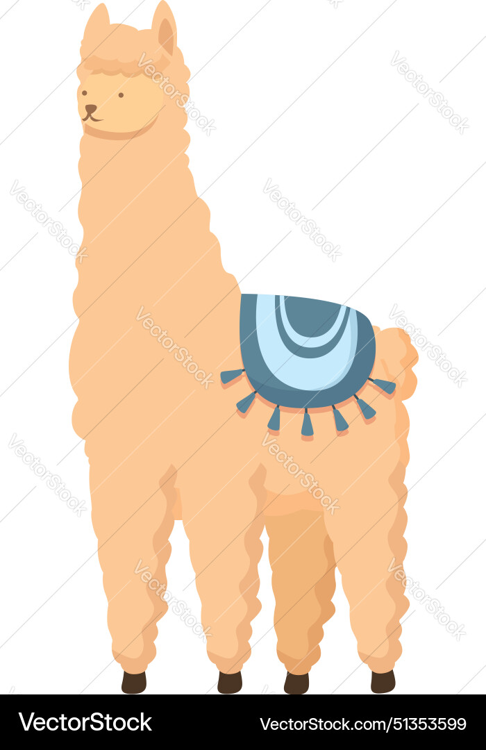 Cute cartoon alpaca with blanket Royalty Free Vector Image