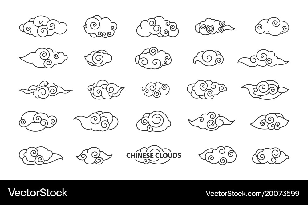 Elegant Chinese Cloud Motif Royalty Free Vector Image
