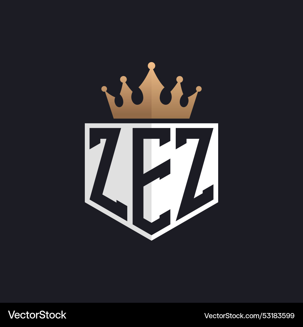 Luxury zez logo with crown elegant initials Vector Image
