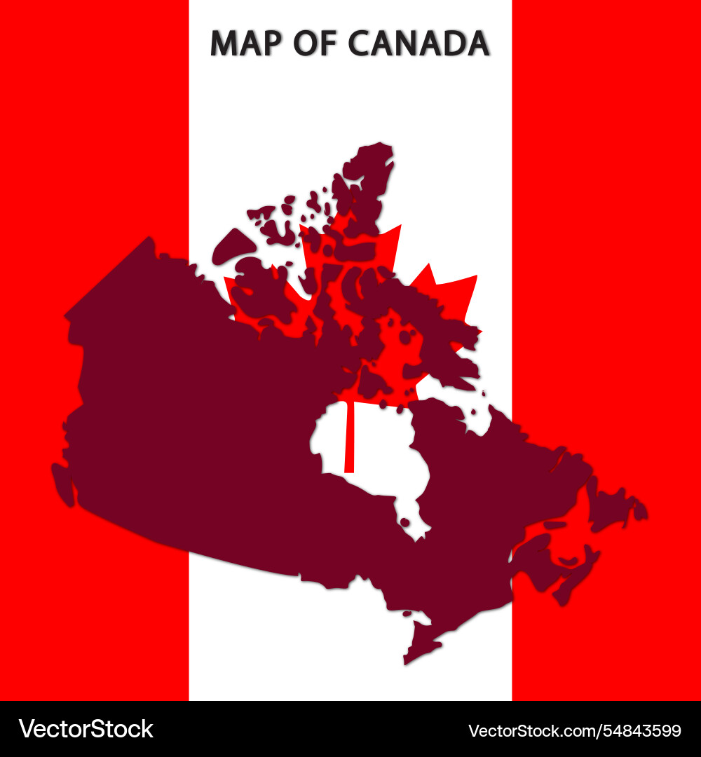 Map of canada with flag background Royalty Free Vector Image