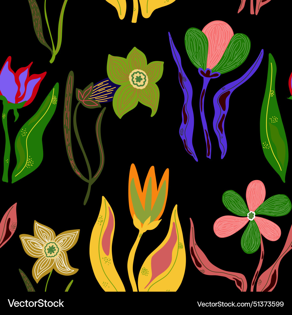 Plant organic pattern flat style hand drawn Vector Image
