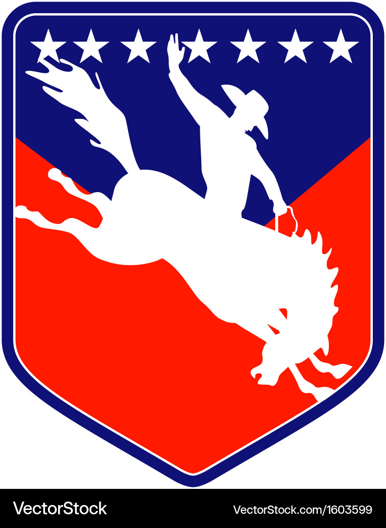 Rodeo cowboy riding bucking bronco Royalty Free Vector Image