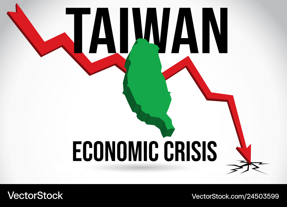 Taiwan map financial crisis economic collapse Vector Image