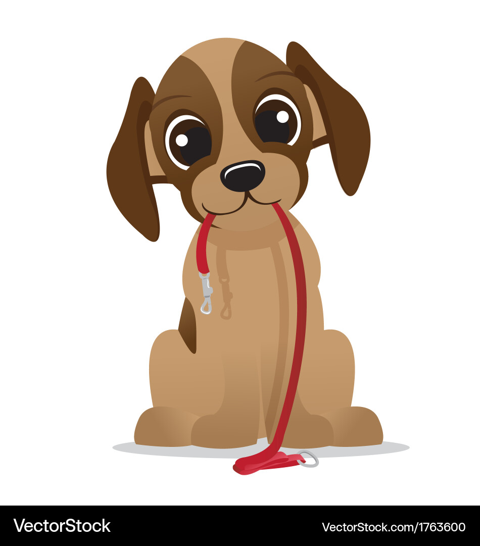 Adorable Puppy Dog with Leash Royalty Free Vector Image