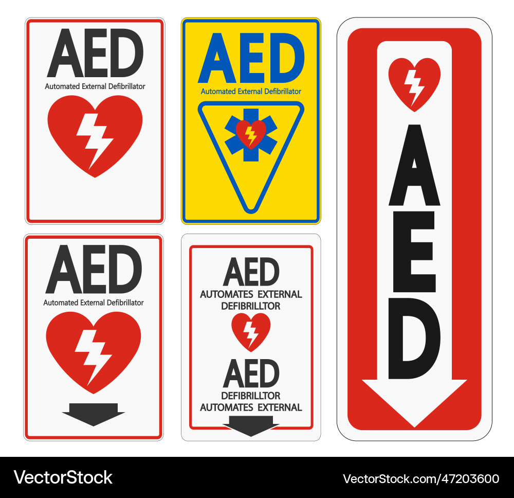 AED Symbol Set - Medical Equipment Royalty Free Vector Image